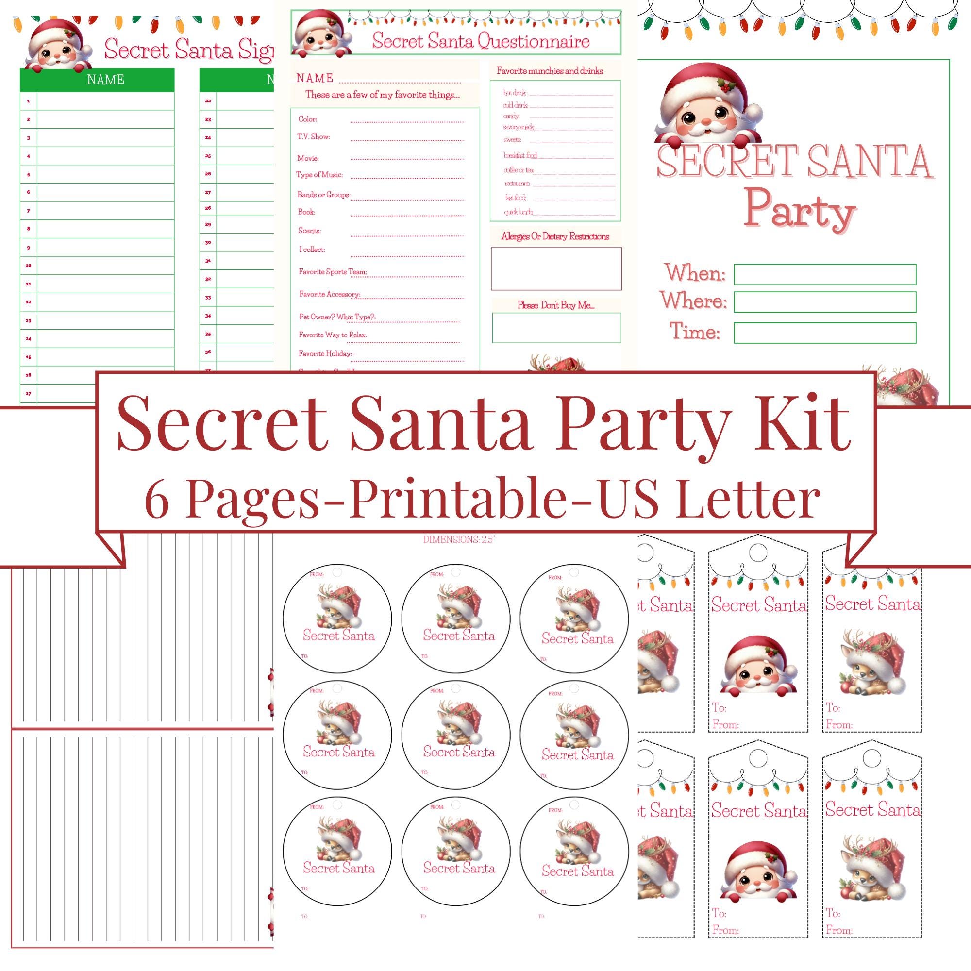 Printable Fillable Secret Santa Questionnaire for Coworkers PDF, Secret ...