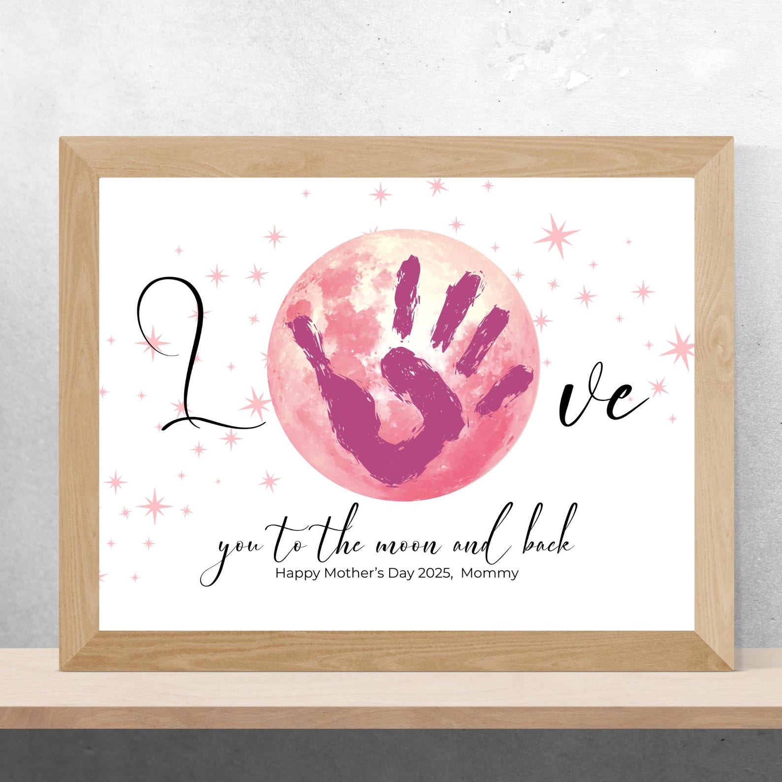 Mother's Day Handprint Art, Love You to the Moon Mother's Day Handprint ...