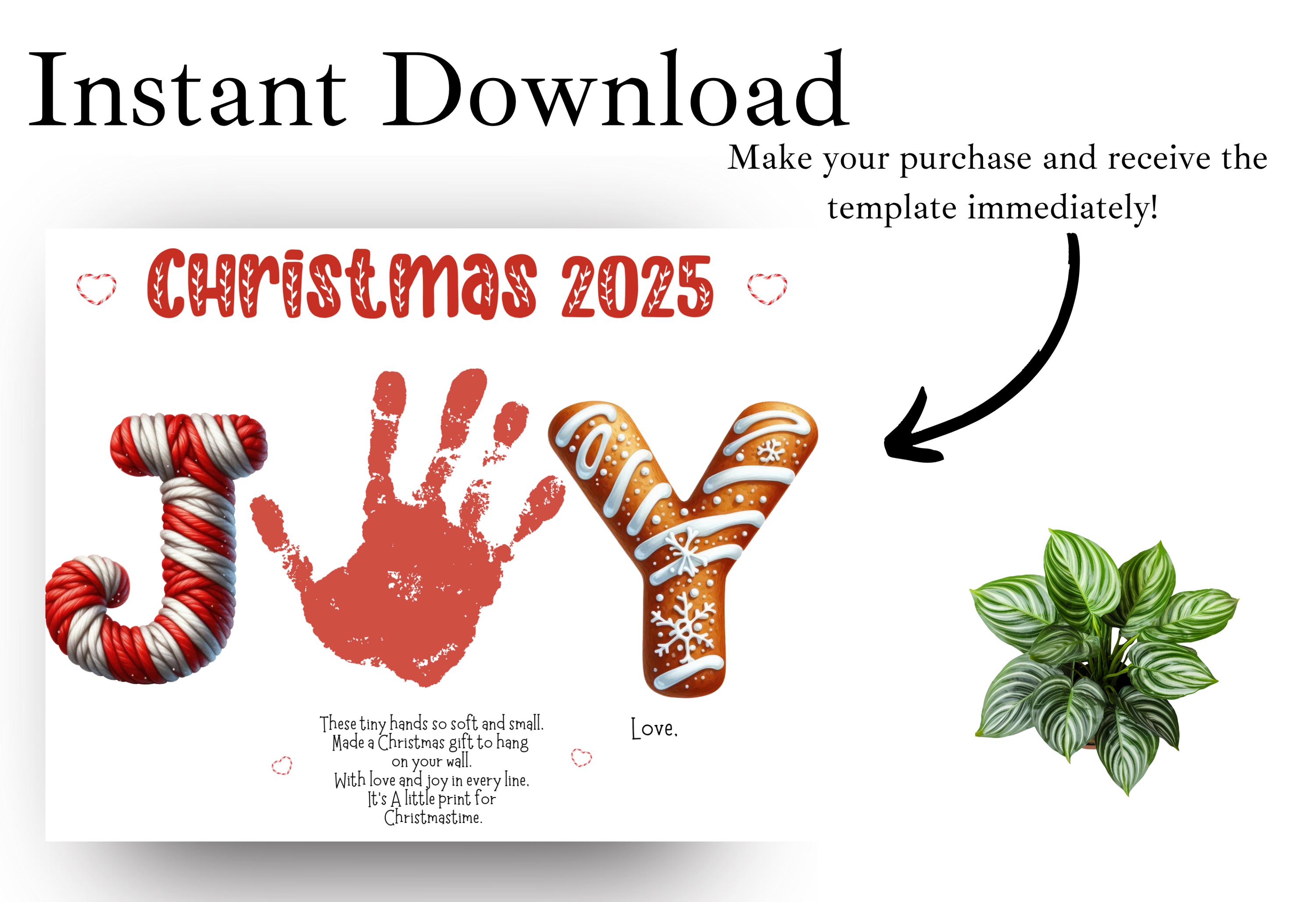 Christmas Handprint Craft Printable, Joy Christmas Handprint Art for ...