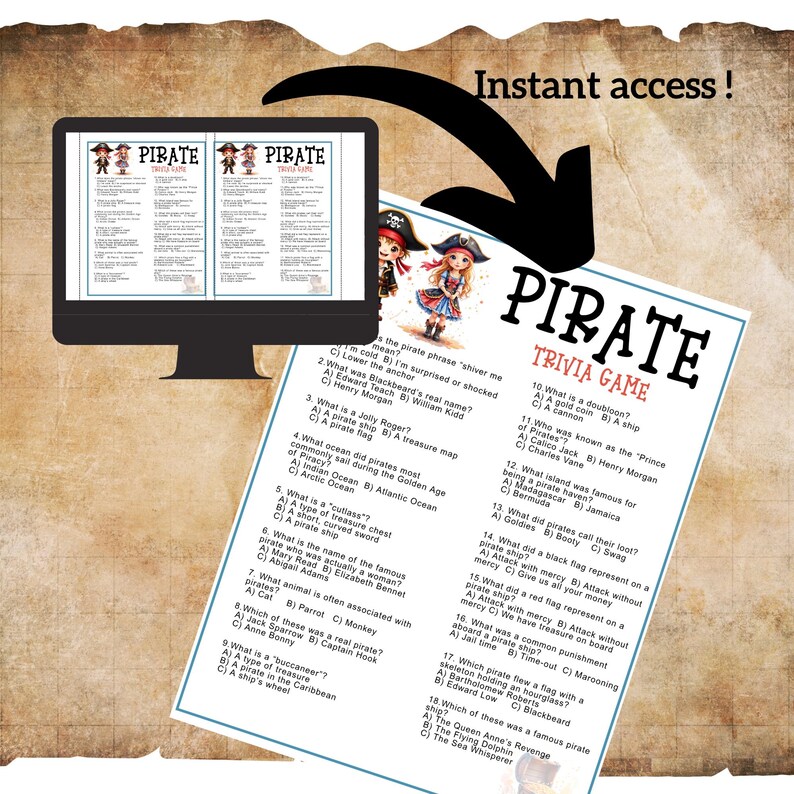 Pirate Trivia Game for Kids With Answers, Pirate Trivia Questions for ...