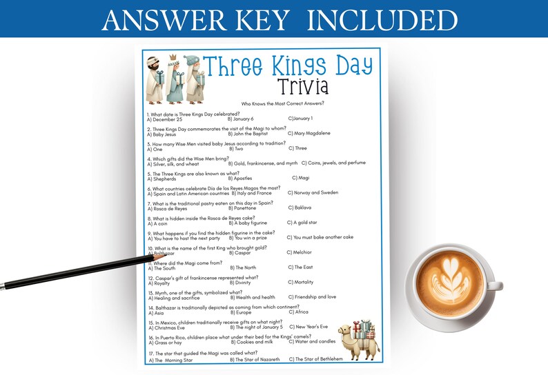 Epiphany Trivia Game, Three Kings Day Bible Quiz, Sunday School, Church ...