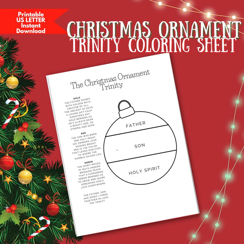 Christmas Ornament Trinity Printable Coloring Sheet, Christmas Ornament ...