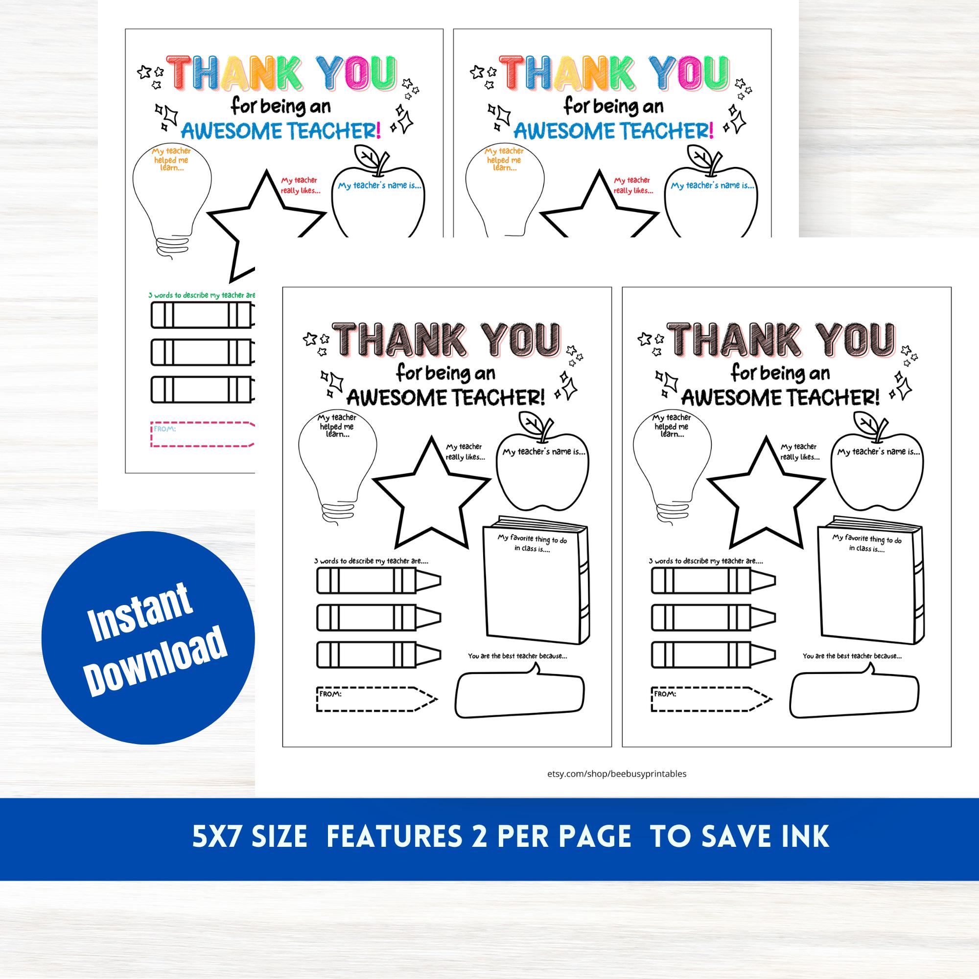 Teacher Appreciation Week Printable, Thank You Teacher Coloring Sheet ...