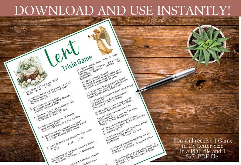 Lent Trivia Game Printable, Fun Lenten Activity for Family, Church ...
