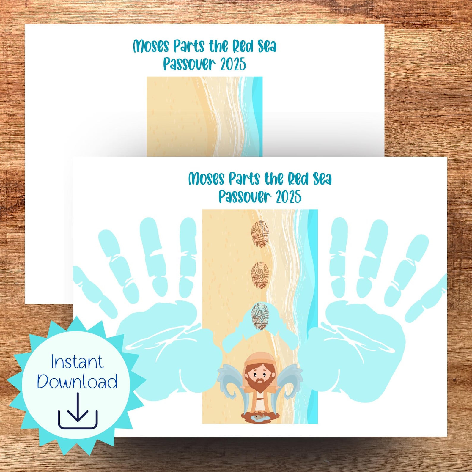 Passover Handprint Craft Printable, Passover Fingerprint Craft, Moses ...