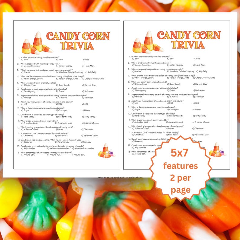 Candy Corn Trivia Game Printable, Fall Festival Game, Halloween Party ...