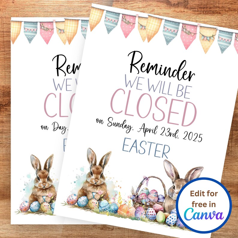 Editable Closed for Easter Business Sign, Printable Closed for Easter ...