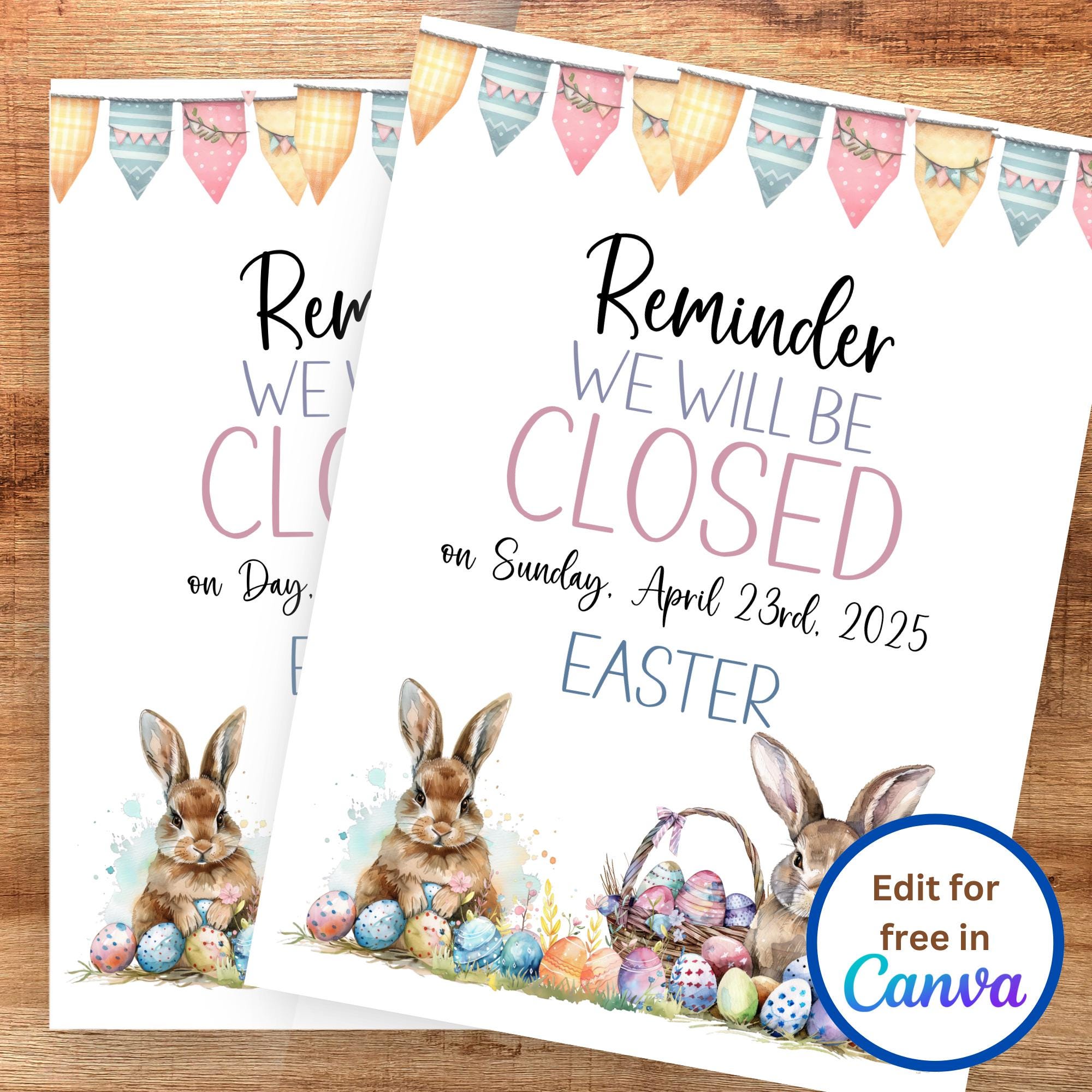 Editable Closed for Easter Business Sign, Printable Closed for Easter ...