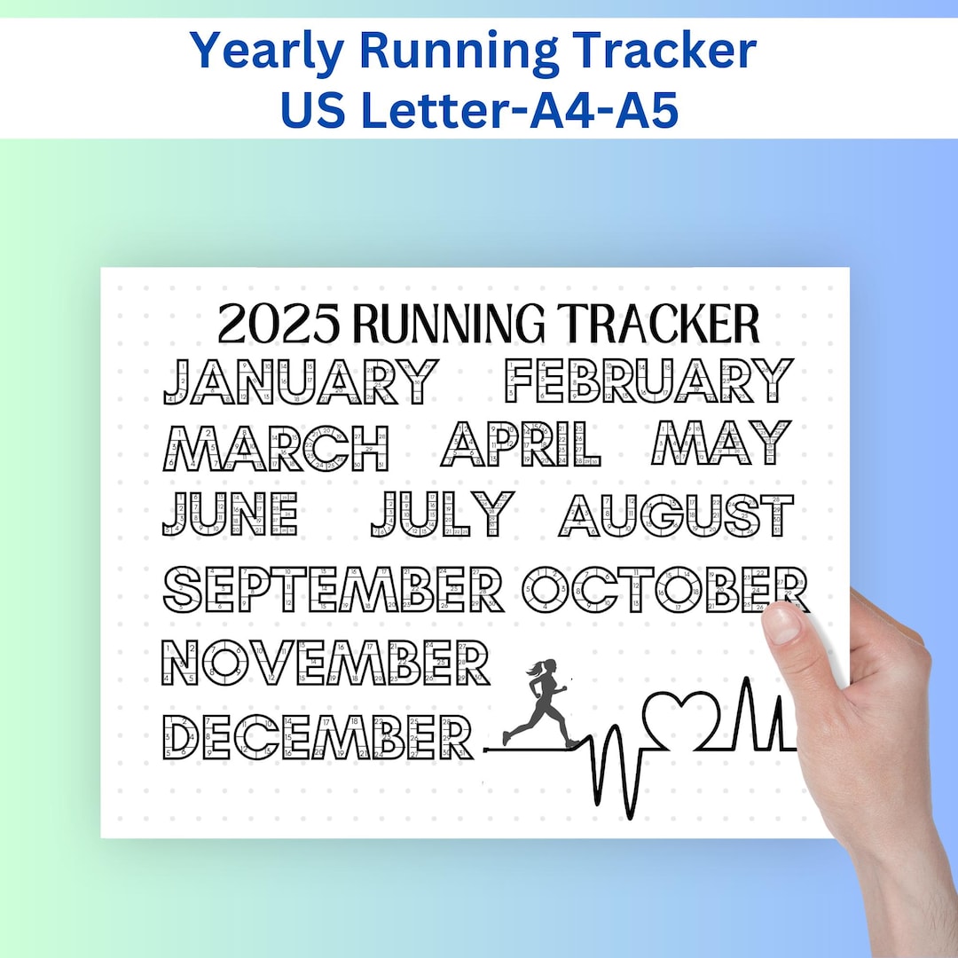 Yearly Running Tracker Printable PDF, Jogging Tracker, Running Log ...