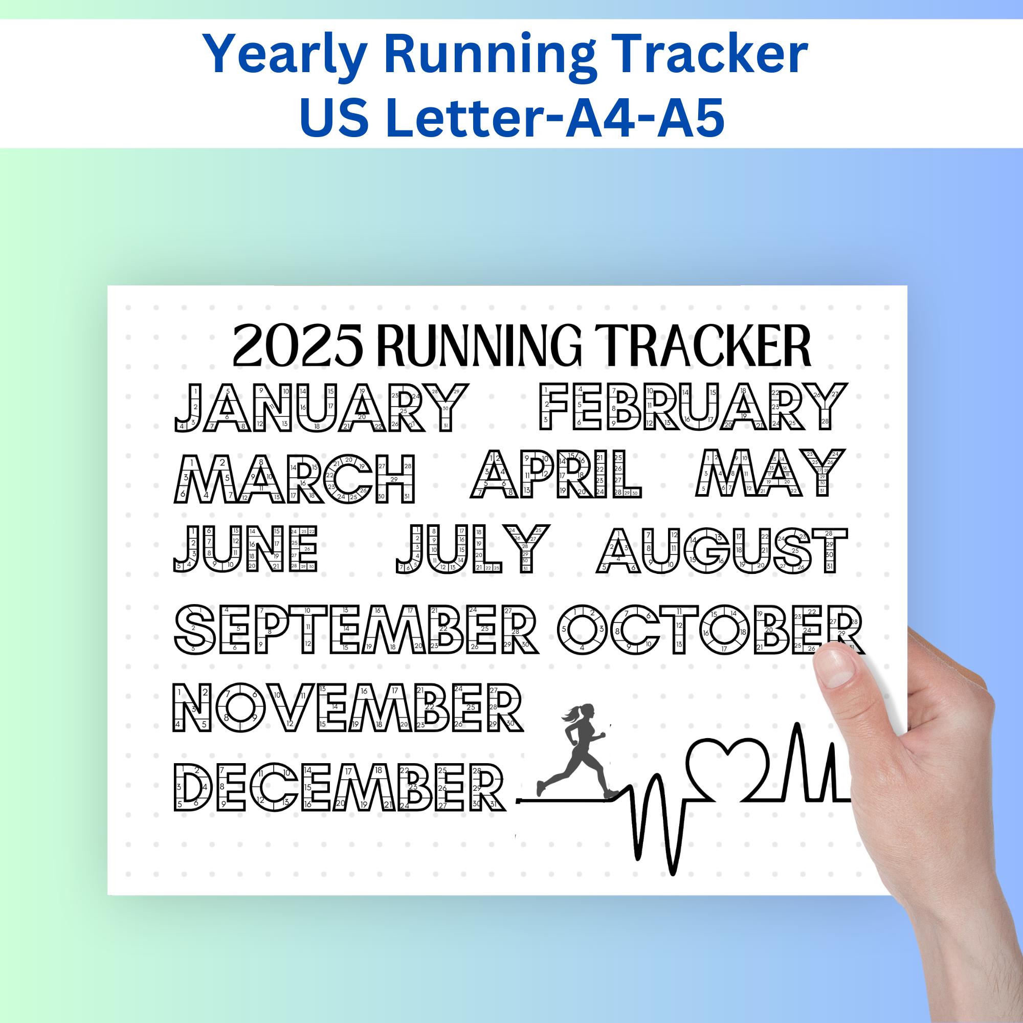 Yearly Running Tracker Printable PDF, Jogging Tracker, Running Log ...