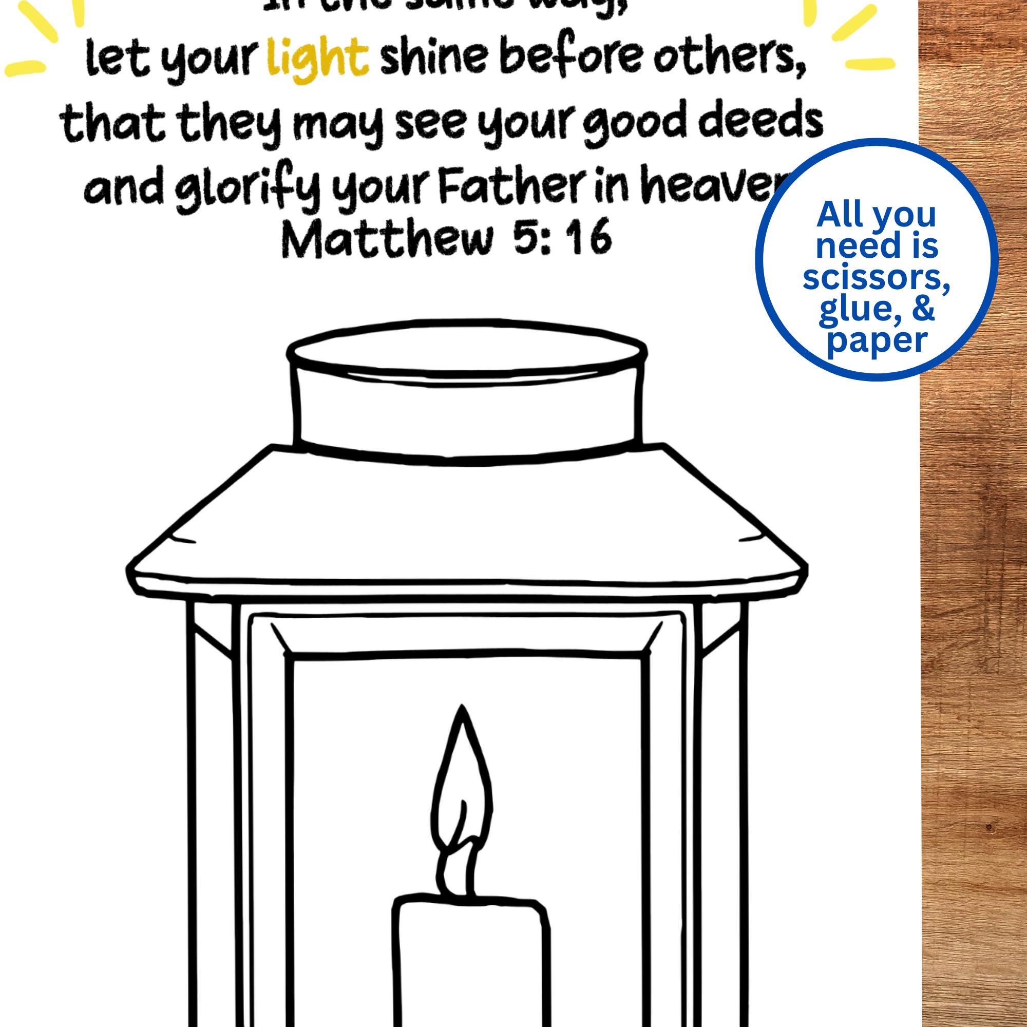 Let Your Light Shine" Torn Paper Lantern Craft Printable, Sunday School ...