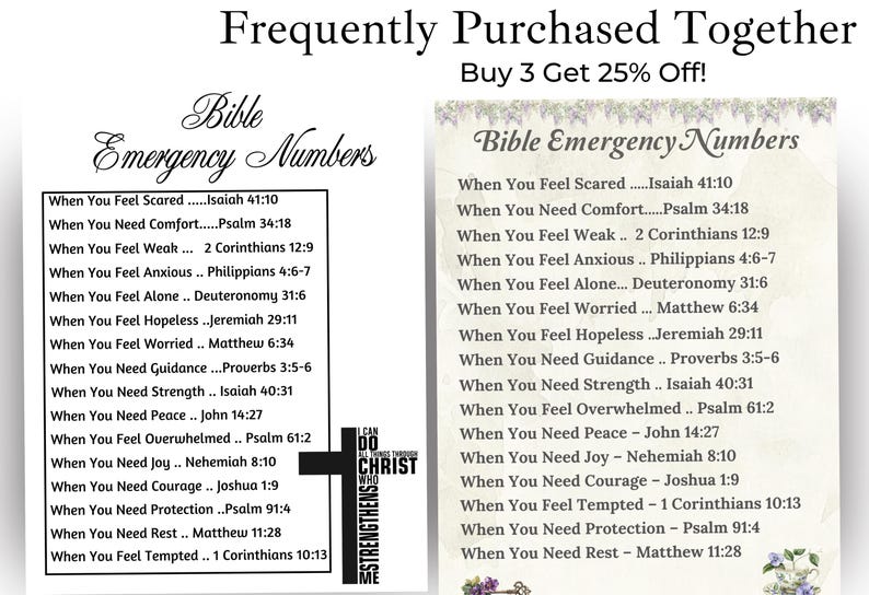 Bible Emergency Numbers Printable, Emergency Bible Verse Card ...