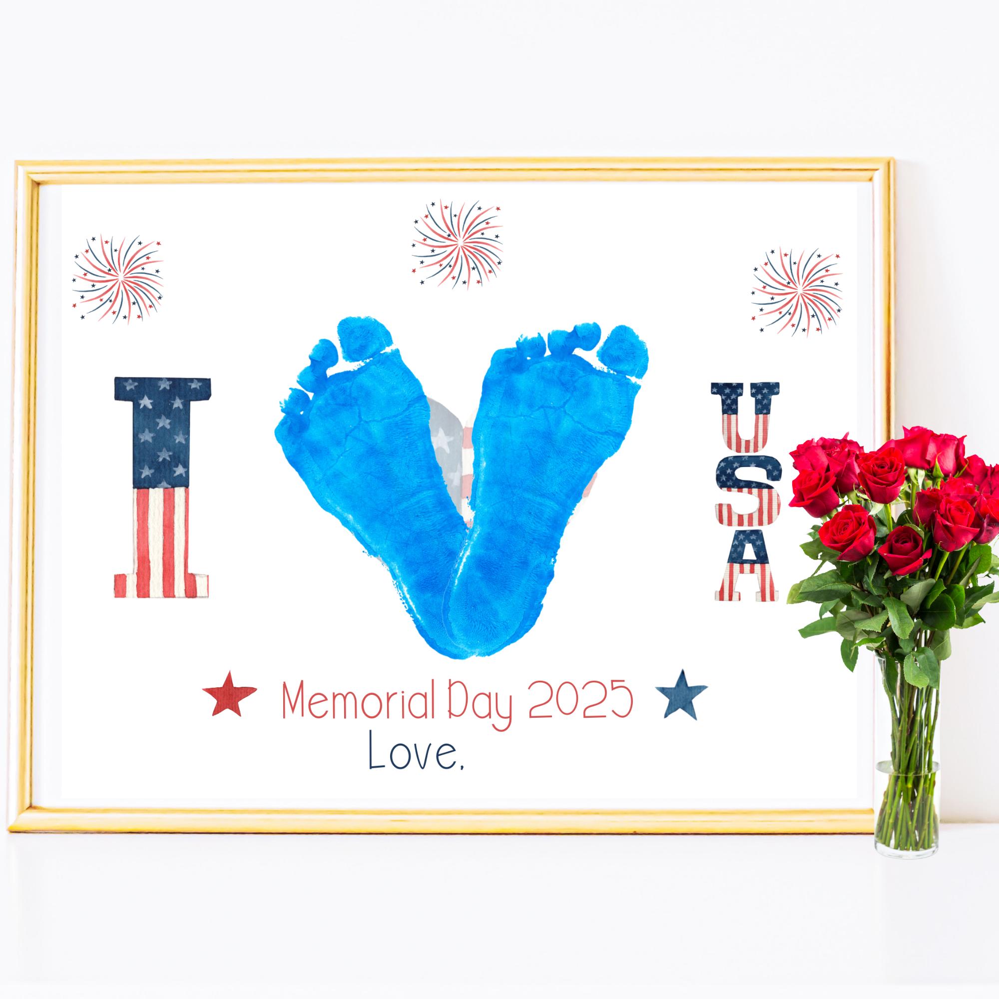 Memorial Day Handprint Art Printable, Memorial Day Footprint Art ...