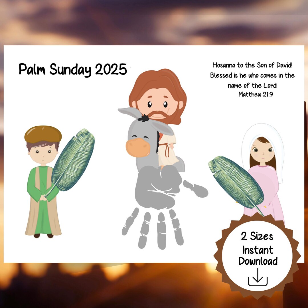 Palm Sunday Handprint Art Craft, Printable Palm Sunday Craft, Easter ...