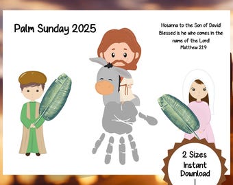 Palm Sunday Handprint Art Craft, Printable Palm Sunday Lent Craft ...