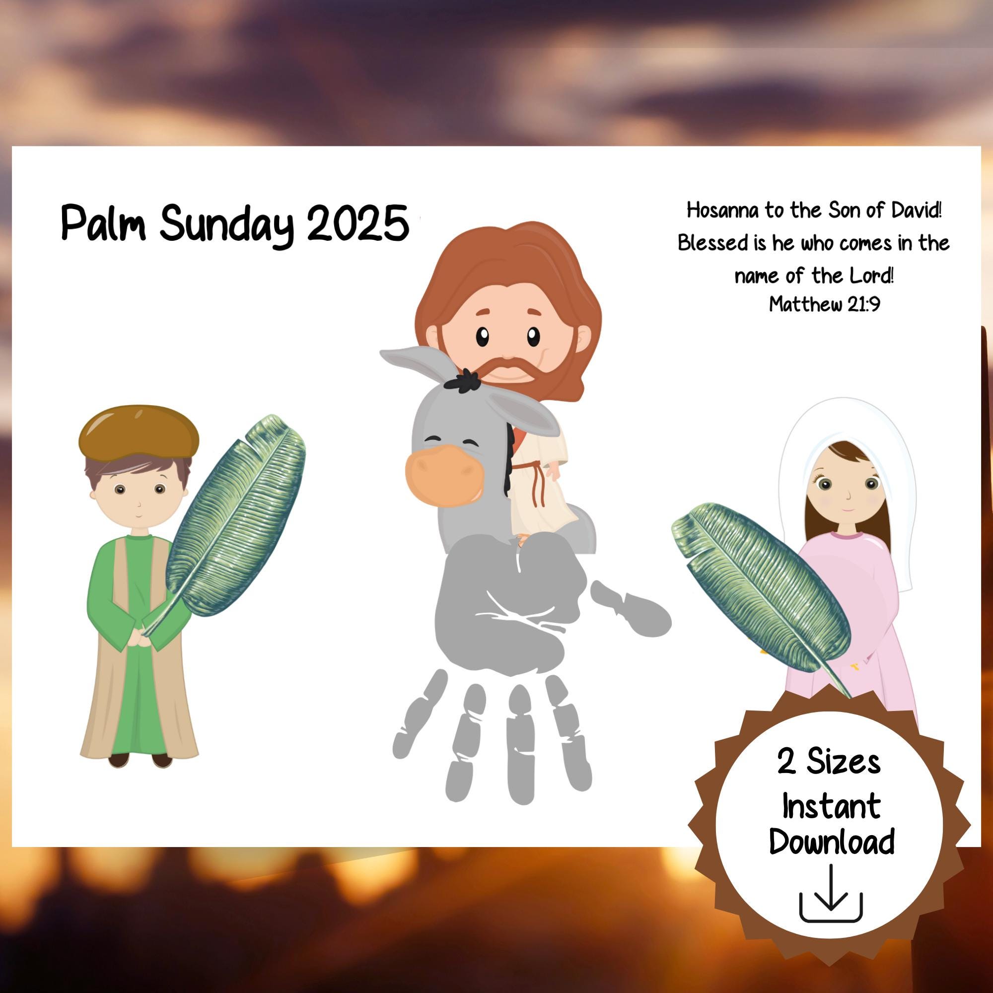 Palm Sunday Handprint Art Craft, Printable Palm Sunday Craft, Easter ...