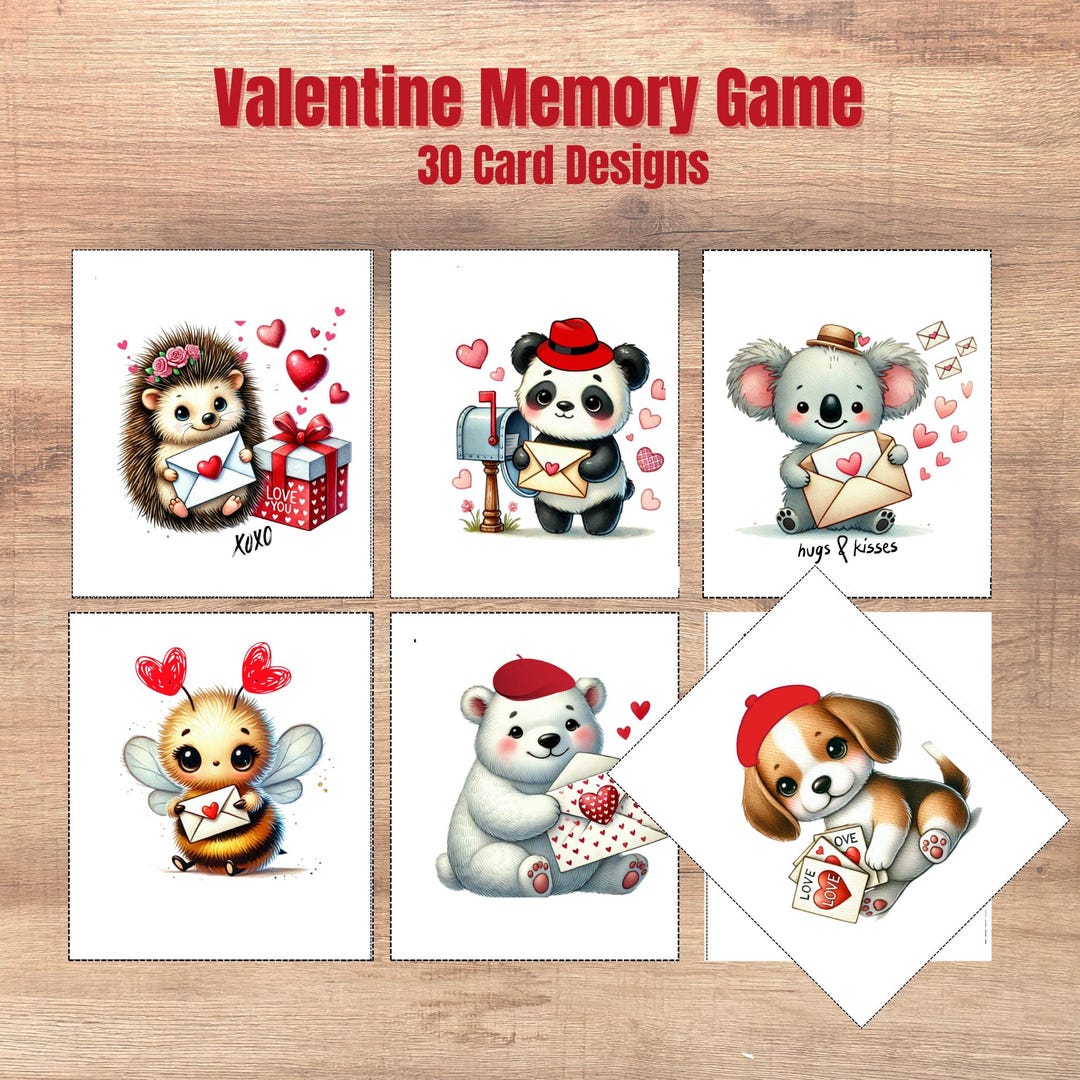Valentine's Day Memory Game, Matching Activity, Toddler, Preschool ...