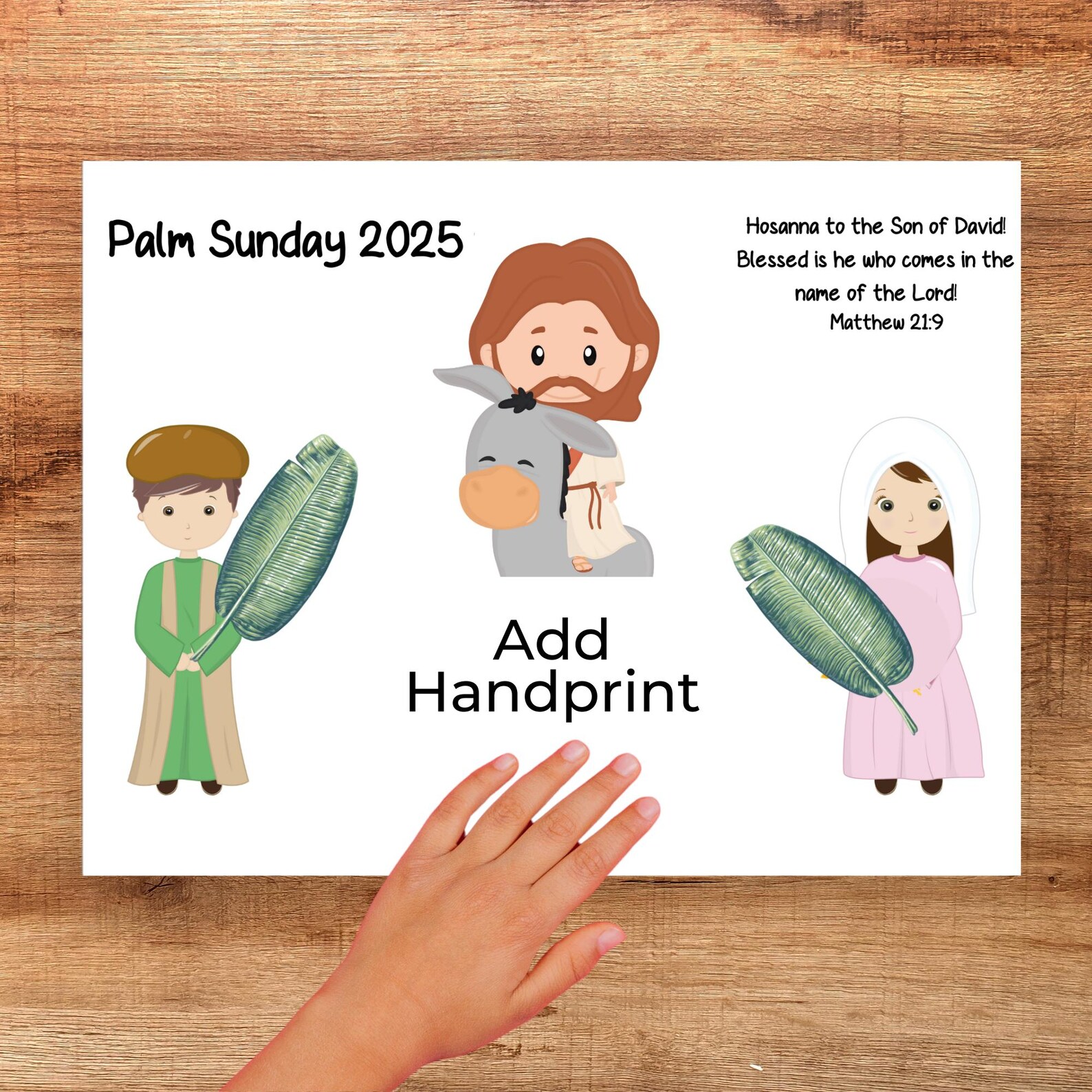 Palm Sunday Handprint Art Craft, Printable Palm Sunday Craft, Easter ...