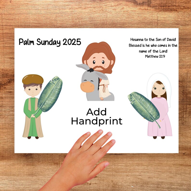 Palm Sunday Handprint Art Craft, Printable Palm Sunday Craft, Easter ...