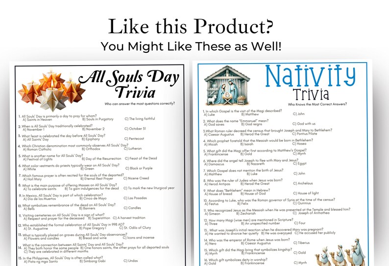 All Saints’ Day Trivia Game Printable, Religious Trivia Quiz, Catholic ...