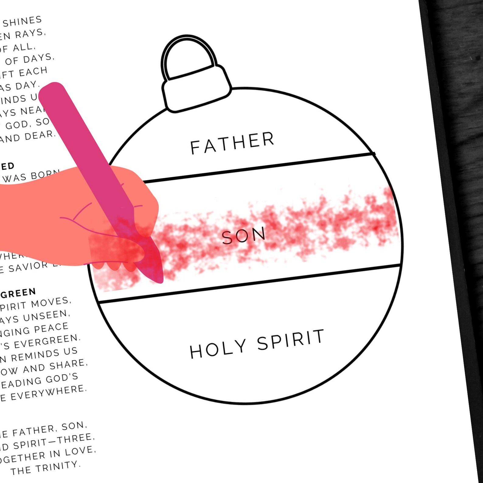 Christmas Ornament Trinity Printable Coloring Sheet, Christmas Ornament ...