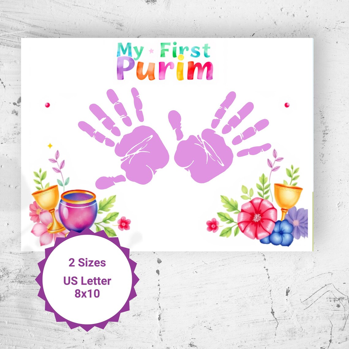 My First Purim Handprint Craft Printable, Toddler Handprint, Preschool ...