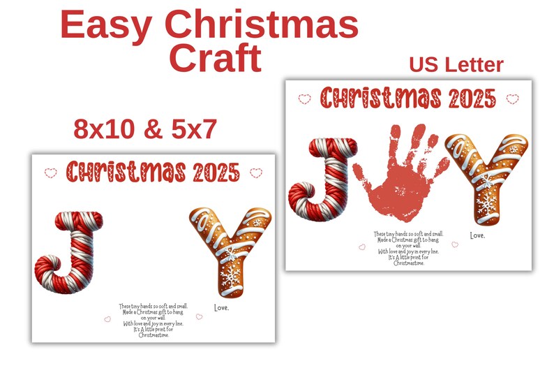 Christmas Handprint Craft Printable, Joy Christmas Handprint Art for ...