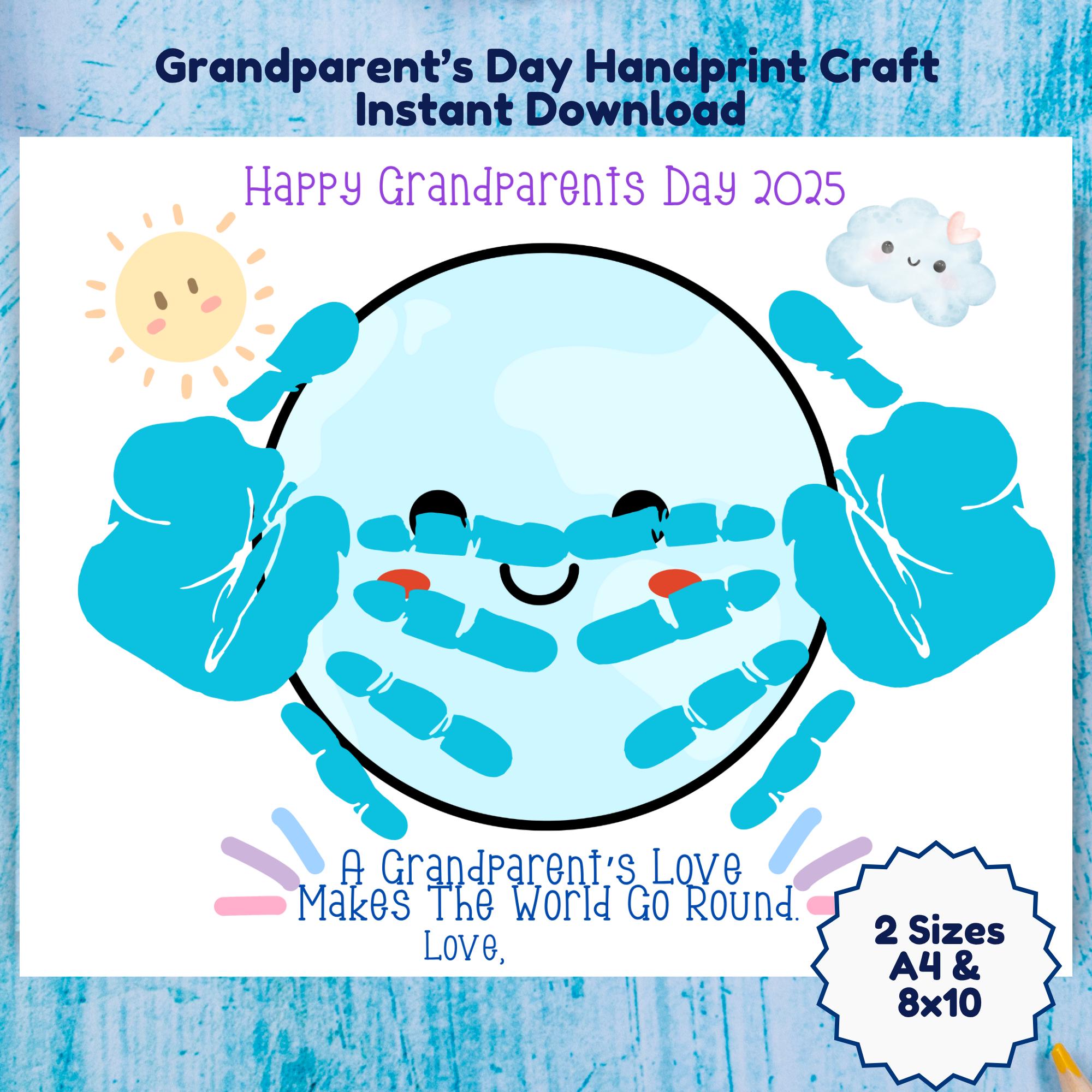 Grandparents Day Handprint Craft Printable, Easy DIY Grandparents Day ...