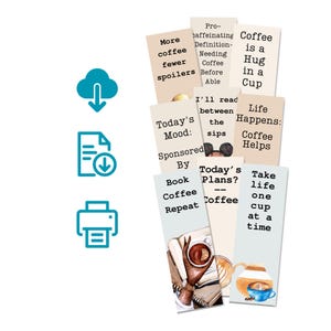 20 Coffee Bookmarks Printable, Funny Quotes Bookmark Set, Bookmarks for ...