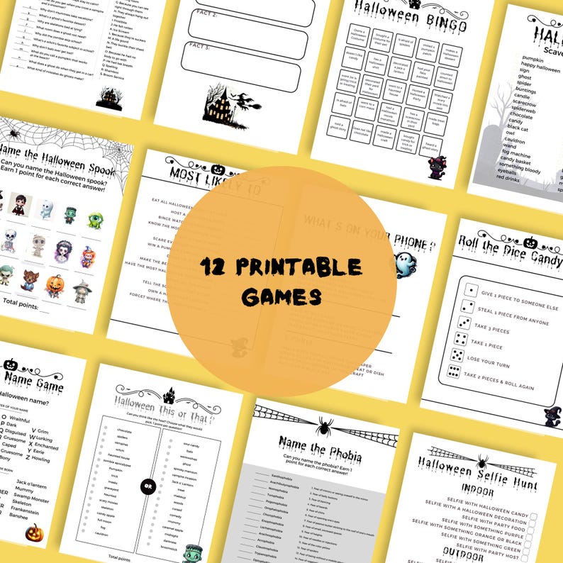 Halloween Game Bundle 12 Fun Printable Games for Adults and Kids ...