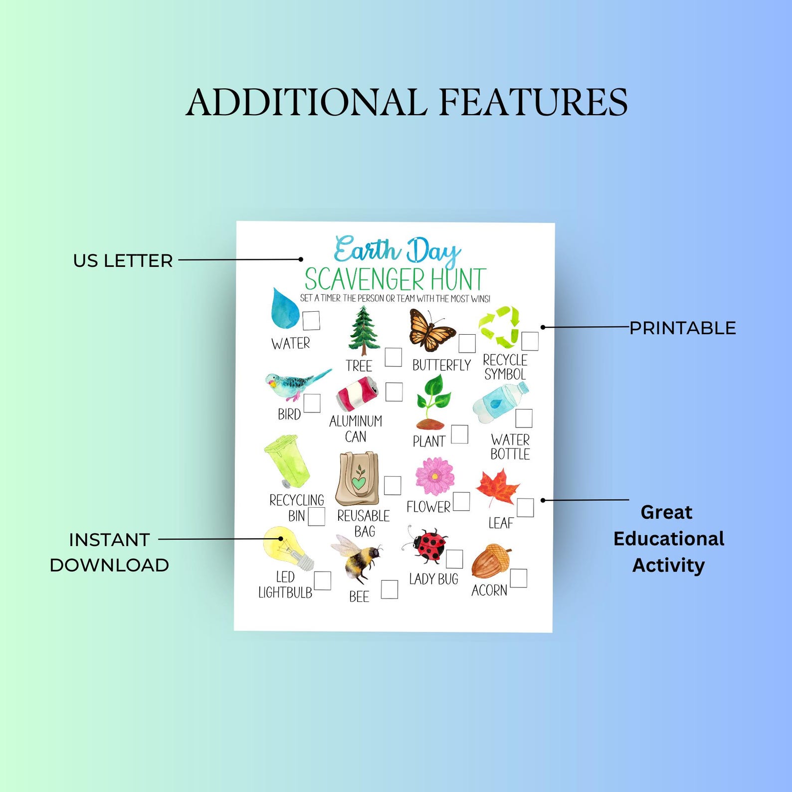 Nature Scavenger Hunt, Earth Day Outdoor Scavenger Hunt Printable ...