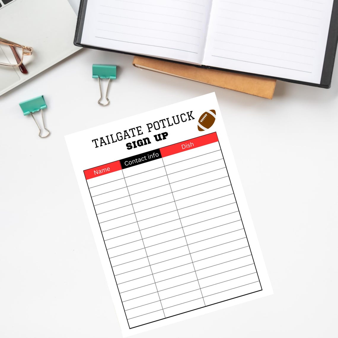 Game Day Tailgate Sign-up Sheet Football Party Printable Tailgating ...