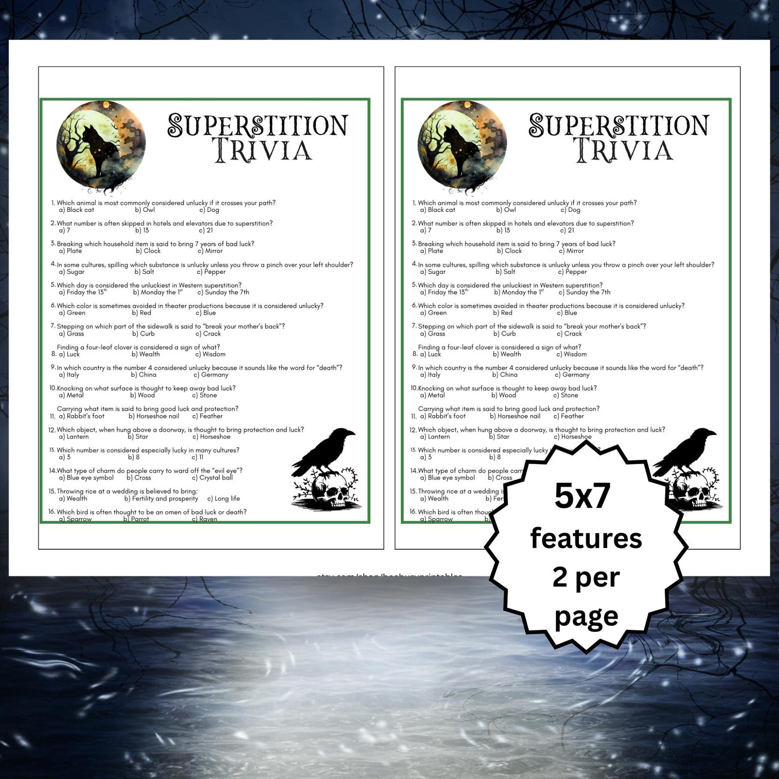 Superstitions Trivia Game Printable, Fun Halloween Party Activity ...