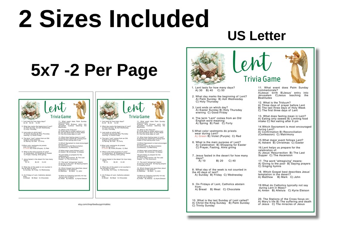 Lent Trivia Game Printable, Fun Lenten Activity for Family, Church ...