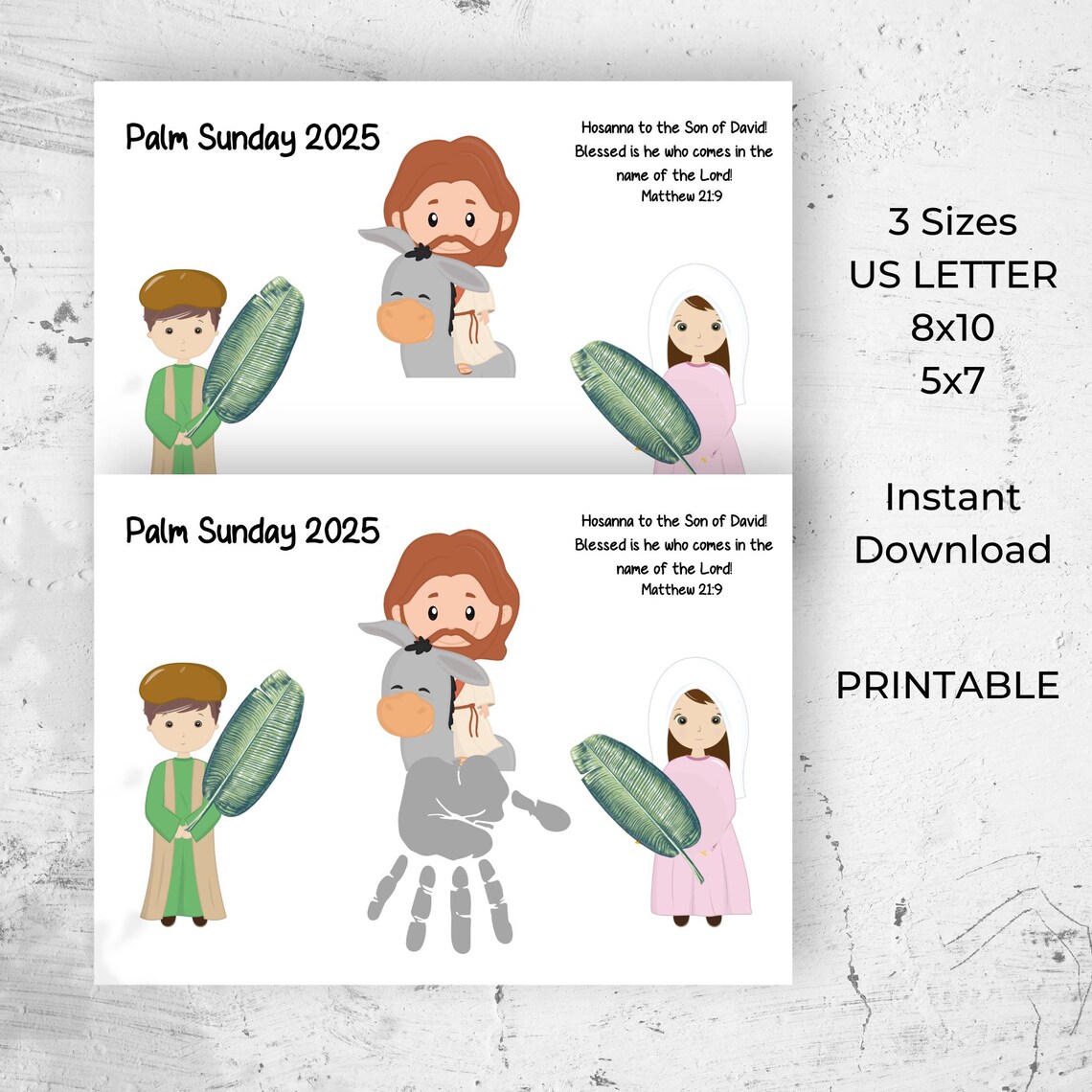 Palm Sunday Handprint Art Craft, Printable Palm Sunday Craft, Easter ...
