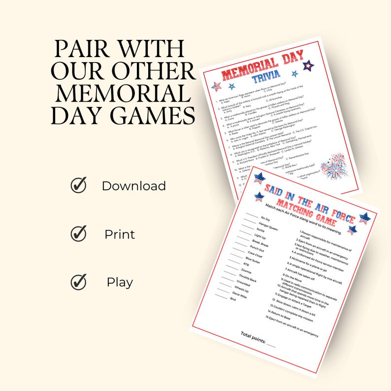 Patriotic Said in the Marines Matching Game Printable, Memorial Day ...