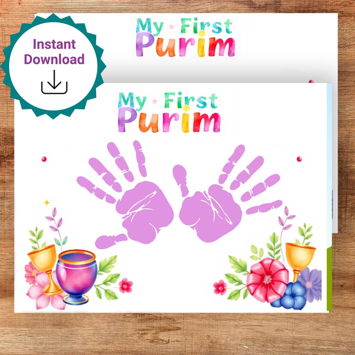 My First Purim Handprint Craft Printable, Toddler Handprint, Preschool ...