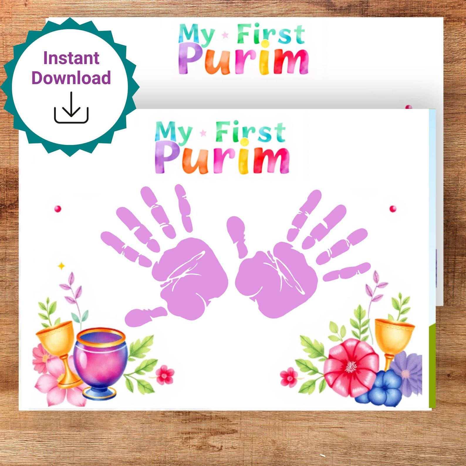 My First Purim Handprint Craft Printable, Toddler Handprint, Preschool ...