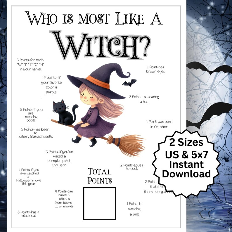 Who is Most Like A Witch? Halloween Party Game Printable, Icebreaker ...