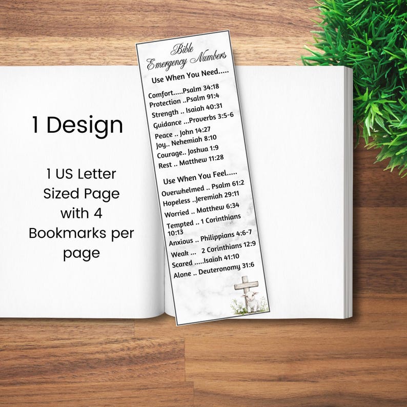 Bible Emergency Numbers Bookmark Printable, Emergency Bible Verse ...