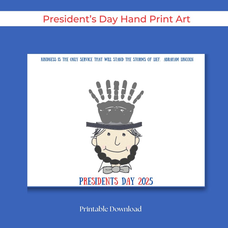 President's Day Handprint Art Printable, President's Day Activities for ...