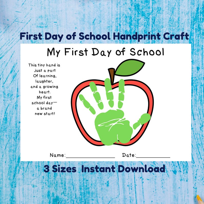 Back to School Handprint Craft, First Day of School Handprint Art ...