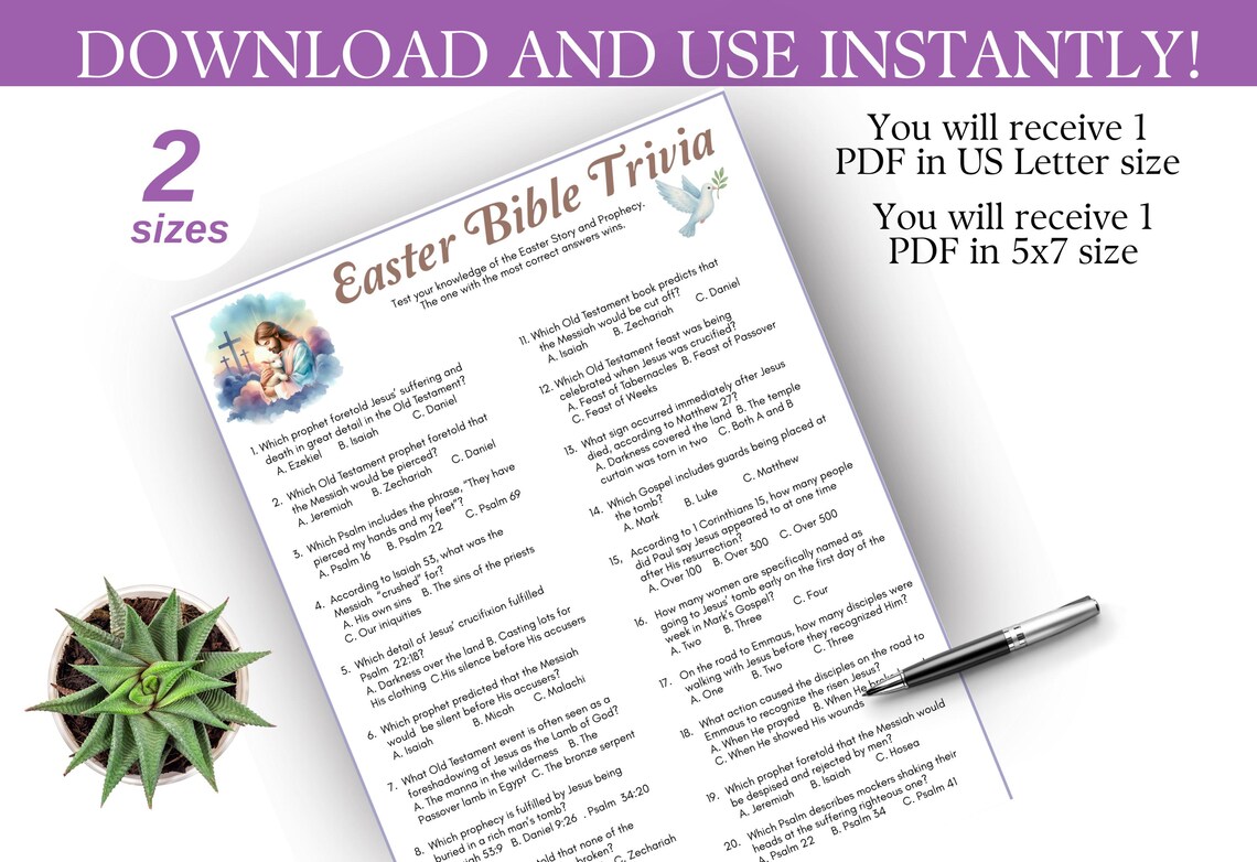 Hard Easter Bible Trivia Game, Advanced Christian Easter Quiz, Easter ...