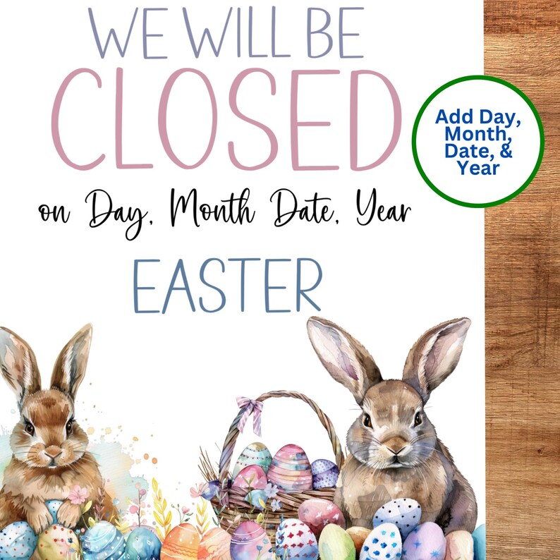 Editable Closed for Easter Business Sign, Printable Closed for Easter ...