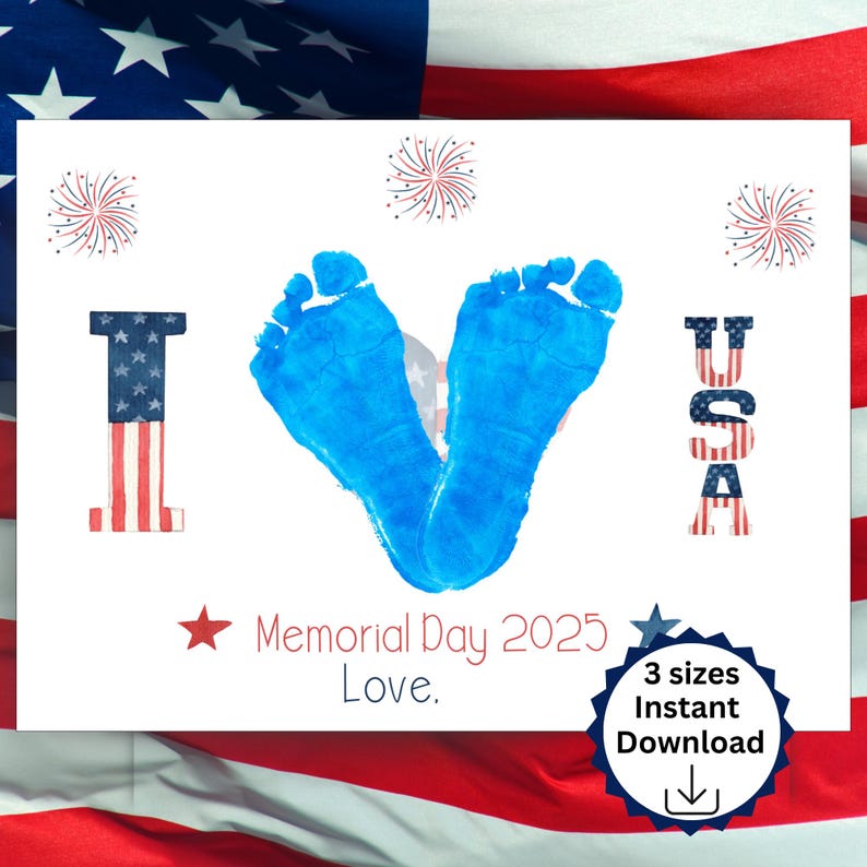 Memorial Day Handprint Art Printable, Memorial Day Footprint Art ...