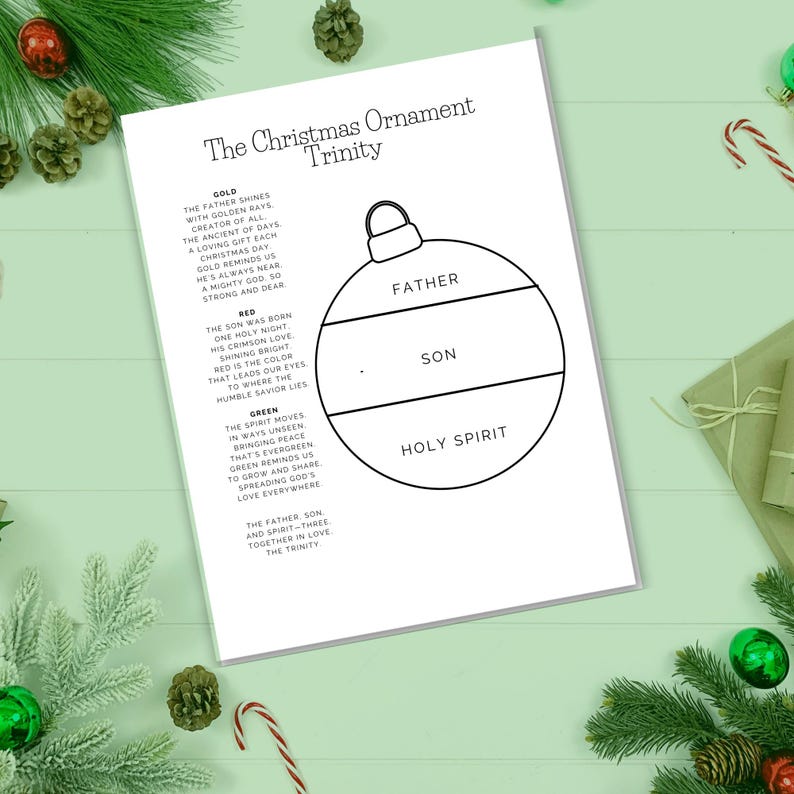 Christmas Ornament Trinity Printable Coloring Sheet, Christmas Ornament ...