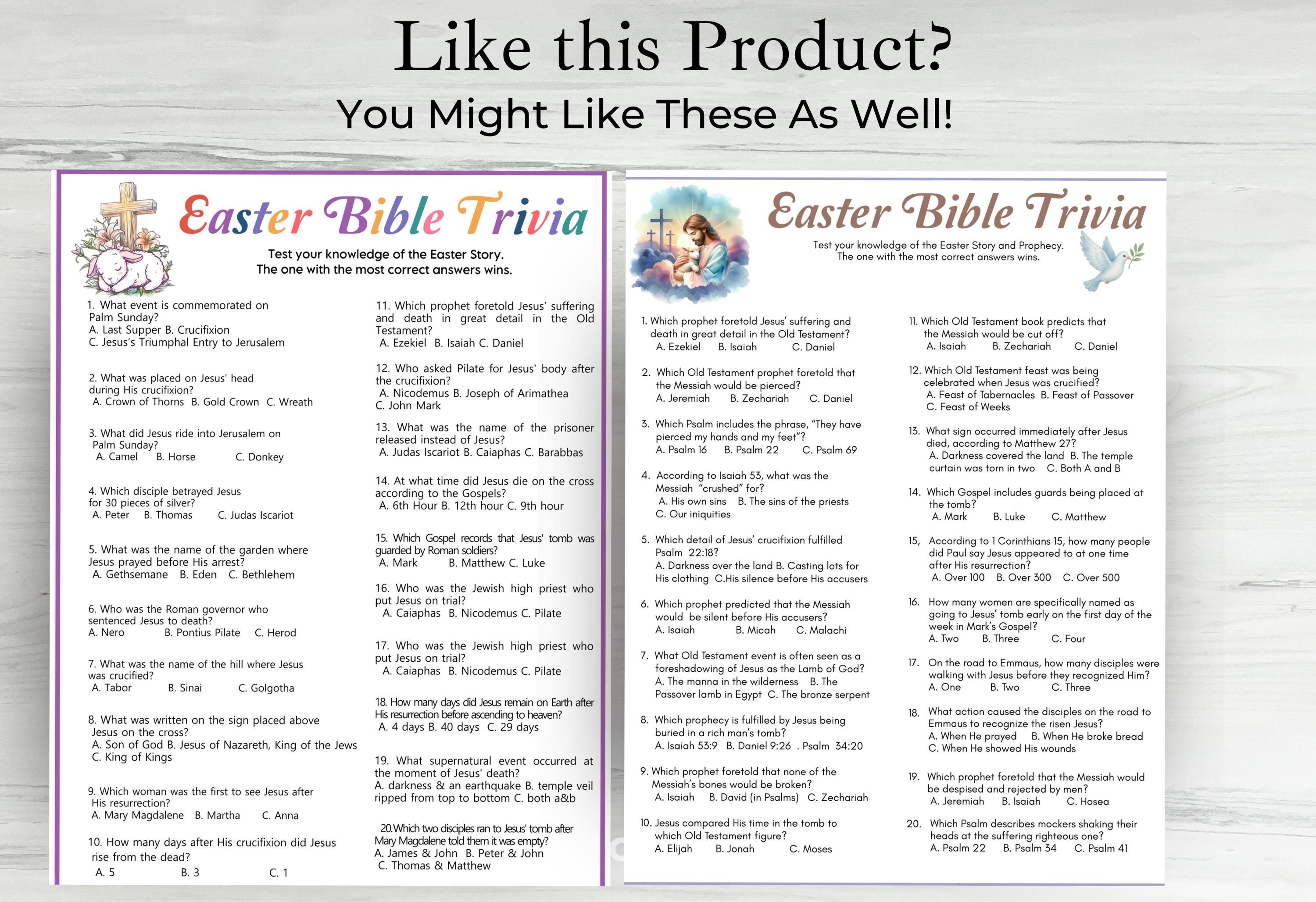 Lent Trivia Game Printable, Fun Lenten Activity for Family, Church ...
