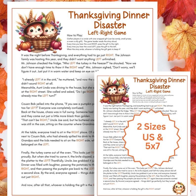 Thanksgiving Left Right Game Printable, Thanksgiving Pass the Present ...