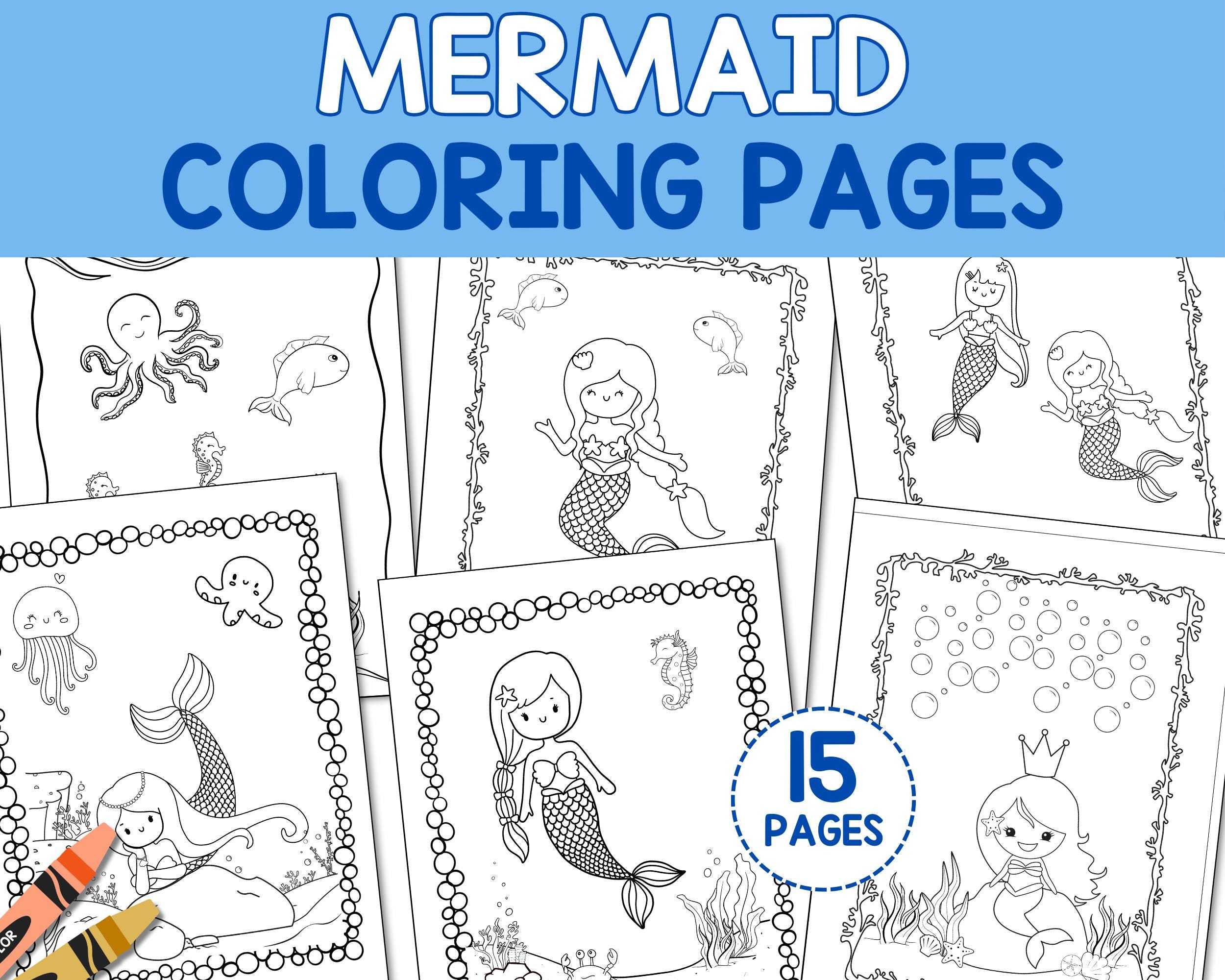 Mermaid Coloring Pages Bundle: Summer Fun for Kids (PDF) - Etsy
