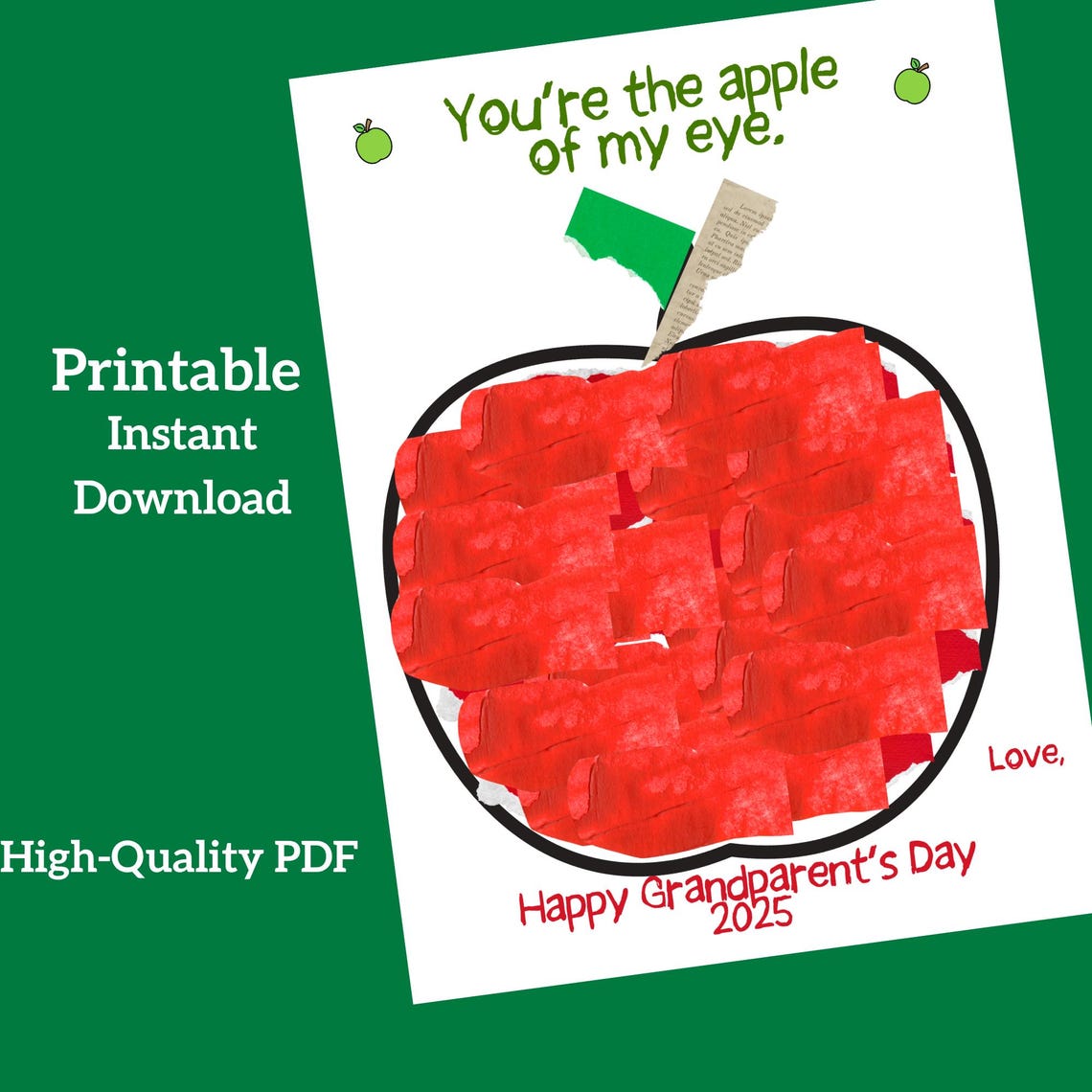 Grandparents Day Torn Paper Craft Printable, Easy Grandparents Day ...